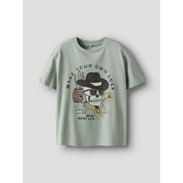 name it Kurzarmshirt »NKMHALS SS NREG TOP« Aqua Gray 158 (164) 158 (164) Shirt von name it für Jungen