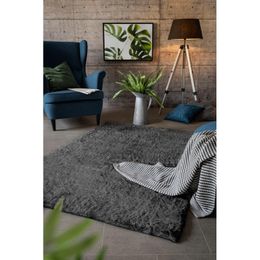 LUXOR living Fellteppich »Novara« rechteckig 30 mm Höhe Kunstfell, Kaninchenfell-Haptik, besonders weicher Hochflor anthrazit Obermaterial: 100%...
