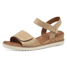 Tamaris Keilsandalette, Riemchensandale, Sommerschuh in veganer Verarbeitung hellbraun 37 37 Klassische Sandalette mit zwei Klettverschlüssen