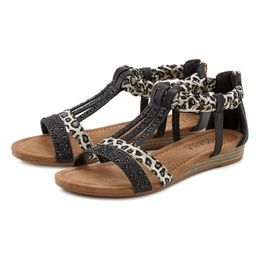 Lascana Sandale »Sommerschuh, Sandalette, « mit Verzierung und kleinem Keilabsatz im Festival-Look VEGAN schwarz/leo 37 37 Mit aufwendiger...