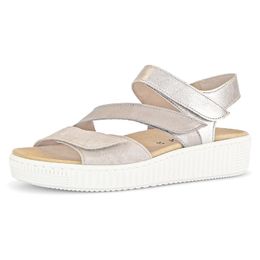 Gabor Keilsandalette, Sommerschuh, Riemchensandale mit regulierbaren Klettriemchen beige kombiniert 37 37 Modische Keilsandalette mit Best Fitting...