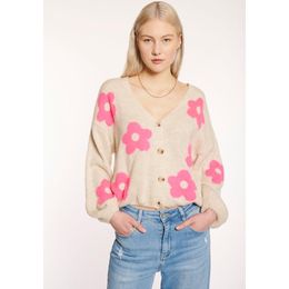 Haily's HAILY&rsquo;S Strickjacke &raquo;LS A CD Fl44ower&laquo; beige/neon pink flower M M Cardigan von HaILY&rsquo;S in bester Marken-Qualit&auml;t