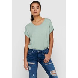 Only T-Shirt »ONLMOSTER – Kurzarmshirt mit Aufschlag und klassischem Look« unifarben, casual, regular fit, Viskosemischung, Rundhals Jadeite XL XL...