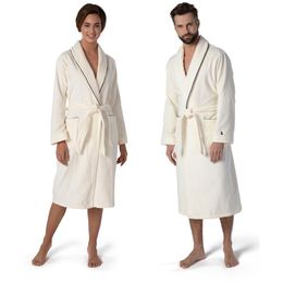 Möve MÖVE Unisex-Bademantel »Schalkragen Velours, ideal für Sauna & Spa, Hotelbademantel« 1 Stk. tlg., edel gestalteter Saum ivory L Länge: 125 cm...