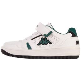 Kappa Sneaker praktisch: Klettverschluss & Elastikschn&uuml;rung white-darkgreen 32 32 Retro Sneaker von Kappa f&uuml;r Kids