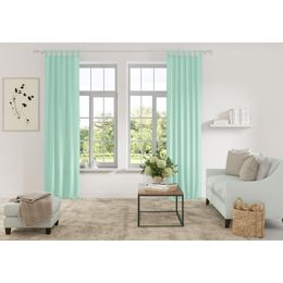 my home Vorhang »Parry« Schlaufen 2 Stk. tlg. 2-er Set, blickdicht, monochrom, basic mint Obermaterial: 100% Polyester 225 cm