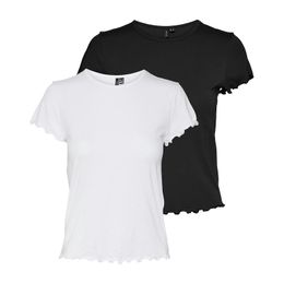 Véro Moda VERO MODA Kurzarmshirt »VMBARBARA SS SHORT TOP JRS NOOS 2-PACK« Packung, 2 Stk. tlg. Black Pack:BRIGHT WHITE XS XS 2-er Pack Shirts von Vero Moda