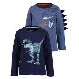 Blue Seven Langarmshirt »Jungen Langarmshirts« 2 Stk. tlg. M01 - JEANSBLAU+ULTRAMARIN 104 104 Dinosaurier Langarmshirts für Jungen