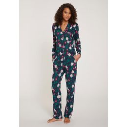 s.Oliver Pyjama Set, 2 Stk. tlg., im klassischen Stil dunkelblau geblümt 40/42 40/42 Klassisch geschnittener Pyjama mit Print