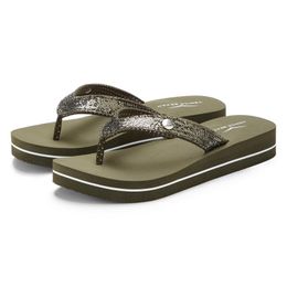 Venice Beach Badezehentrenner »Sandale, Pantolette« Zehentrenner, Badeschuh ultraleicht mit Glitzerband VEGAN olivgrün 40 40 Flip Flop mit...