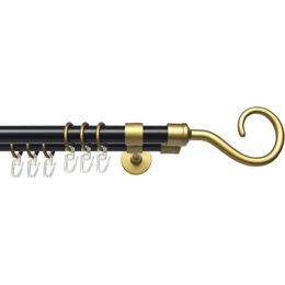 Liedeco Gardinenstange »Apoll« Ø 20 mm 2 läufig-läufig Fixmaß schwarz-gold B/L: 120 cm Ø 20 mm