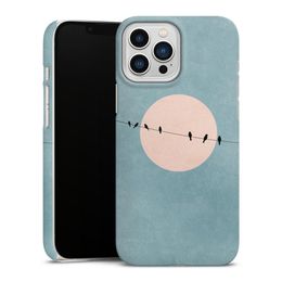 DeinDesign iPhone 13 Pro Max Handy Premium Case Smartphone Handyh&uuml;lle Schutzh&uuml;lle matt Bird Turquoise Moon Premium Case