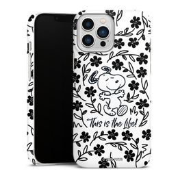 DeinDesign iPhone 13 Pro Max Handy Premium Case Smartphone Handyh&uuml;lle Schutzh&uuml;lle matt Peanuts Flowers Snoopy Premium Case