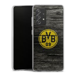 DeinDesign Galaxy A52s 5G Handy Silikon H&uuml;lle Case transparent Handyh&uuml;lle Wooden Look Bvb Borussia Dortmund Silikon Case