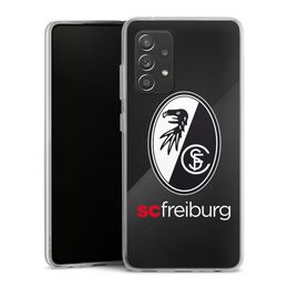 DeinDesign Galaxy A52s 5G Handy Silikon H&uuml;lle Case transparent Handyh&uuml;lle Sc Freiburg Lettering Logo Silikon Case