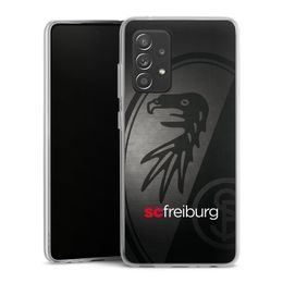 DeinDesign Galaxy A52s 5G Handy Silikon H&uuml;lle Case transparent Handyh&uuml;lle Sc Freiburg Official Licensed Product Metallic Look Silikon Case