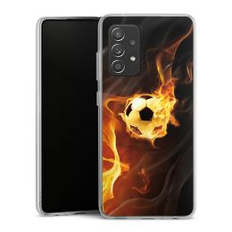 DeinDesign Galaxy A52s 5G Handy Silikon H&uuml;lle Case transparent Handyh&uuml;lle Fire Ball Soccer Silikon Case