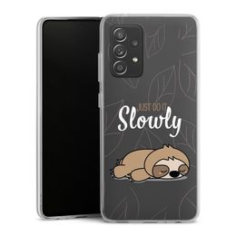 DeinDesign Galaxy A52s 5G Handy Silikon H&uuml;lle Case transparent Handyh&uuml;lle Sayings Sloth Lazy Sunday Silikon Case