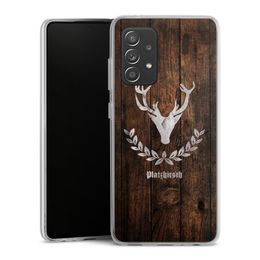 DeinDesign Galaxy A52s 5G Handy Silikon H&uuml;lle Case transparent Handyh&uuml;lle Wood Wooden Look Deer Silikon Case