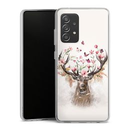 DeinDesign Galaxy A52s 5G Handy Silikon H&uuml;lle Case transparent Handyh&uuml;lle Animals Deer Flowers Silikon Case