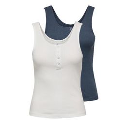 Only Ripptanktop »ONLSIMPLE LIFE S/L BUTTON TOP JRS CS 2PK« Packung, 2 Stk. tlg. Ombre Blue Pack:Cloud dancer XS (34) XS (34) Doppelpackung Tank...