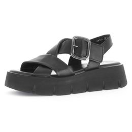 Gabor Sandalette, Plateau, Sommerschuh, Riemchensandale mit gro&szlig;er Zierschnalle schwarz 35 35 Trendige Sandalette mit komfortable Best Fitting...