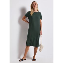 Street One Shirtkleid Ohne Taschen Sommerkleid mit Schlitzdetail mid green 44 - N-Gr N-Gr 44 Midi T-Shirt-Kleid von Street One