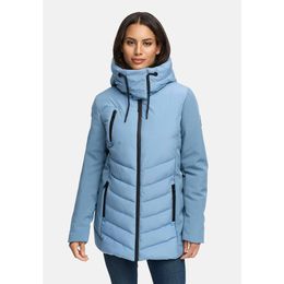 Winterjacke Marikoo "Tivaa", Damen, Gr. L, blau (powder blau), Obermaterial: 98% Polyester, 2% Elastan; Futter: 100% Polyester; Wattierung: 100% Polyester; Ärmelfutter: 100% Polyester, Jacken, mit abnehmbarer Kapuze und figurbetonter Passform
