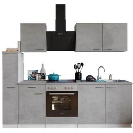 K&uuml;chenzeile respekta, B:240cm H:200cm T:60cmk&uuml;che: grau, front: beton, optik, korpus: wei&szlig;, arbeitsplatte: beton, optik, Komplettk&uuml;chen-Sets,