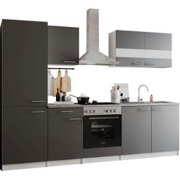 Küchenzeile respekta "Malia", grau (küche: grau, front: grau, korpus: weiß, arbeitsplatte: beton optik), B:270cm H:200cm T:60cm, Komplettküchen-Sets, Breite 270 cm, mit Soft-Close, in exklusiver Konfiguration für OTTO