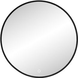 Spiegelpaneel Welltime "SALVADA, Spiegel mit dimmbarer Beleuchtung, Touchschalter", schwarz, B:80cm H:80cm T:3cm Ø:80cm, Spiegel