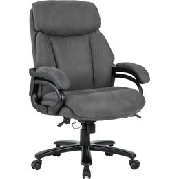 Chefsessel Duo Collection "Ennio", grau (anthrazit in microfaser, schwarz), B:72cm H:116cm T:72cm, Kunstleder, Kunststoff, Metall, Stühle, Federkern, bis 180kg, robust, Topseller