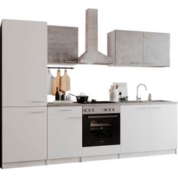 Küchenzeile respekta "Malia", weiß (küche: weiß, front: weiß, beton optik, korpus: weiß, arbeitsplatte: beton optik), B:270cm H:200cm T:60cm, Komplettküchen-Sets, Breite 270 cm, mit Soft-Close, in exklusiver Konfiguration für OTTO