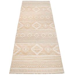 Outdoorteppich Carpet City "PALM 3522", beige (creme), B:80cm H:5mm L:250cm, Polypropylen, Teppiche, Läufer, Wetterfest & UV-beständig, für Balkon, Terrasse, Küche, flach