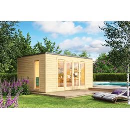 Gartenhaus Lasita Maja "PALERMO 2", beige (naturbelassen), Fußboden im Gartenhaus, Holzwerkstoff, Gartenhäuser