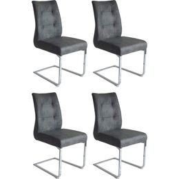 Essgruppe ByLiving, grau (braun, anthrazit,), B:140cm H:95,9cm T:62cm, Holzwerkstoff, Sitzmöbel-Sets