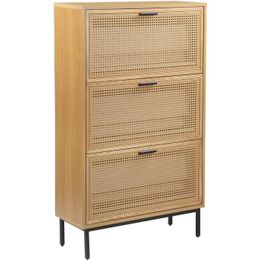 Schuhschrank OTTO HOME "Aubeline", natur, B:80cm H:130cm T:28cm, Eisen, FSC-zertifizierter Holzwerkstoff, MDF, Melamin, Schränke, aus massiver Esche, Metallgestell mit Pulverbeschichtung, Breite 80 cm