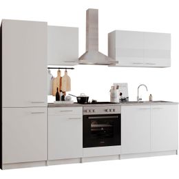 Küchenzeile respekta "Malia", weiß (küche: weiß, front: weiß, korpus: weiß, arbeitsplatte: beton optik), B:270cm H:200cm T:60cm, Komplettküchen-Sets, Breite 270 cm, mit Soft-Close, in exklusiver Konfiguration für OTTO