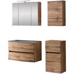Badezimmer-Set Welltime "Kaunas", braun (wotaneiche), B:120cm H:200cm T:49cm, Kastenmöbel-Sets, Breite 120 cm, Soft Close Funktion