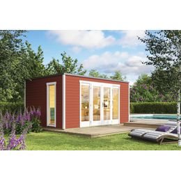 Gartenhaus Lasita Maja "PALERMO 2", rot (schwedenrot), Fußboden im Gartenhaus, Holzwerkstoff, Gartenhäuser
