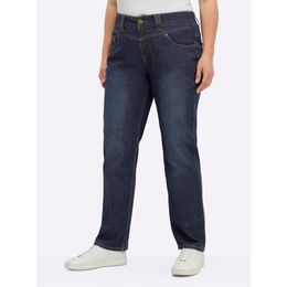 Bequeme Jeans sheego, Damen, Gr. 58, Normalgrößen, dunkelblau, 99% Baumwolle, 1% Elasthan, unifarben, lang, Jeans