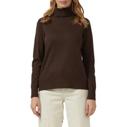 Rollkragenpullover s.Oliver, Damen, Gr. 44, coffee braun, Strick, Obermaterial: 72% Viskose, 28% Polyester, unifarben, regular fit hüftbedeckend, ohne Ausschnitt, gerader Abschluss, Pullover, mit Rollkragen