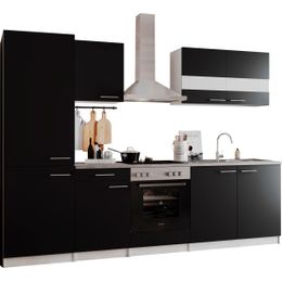 Küchenzeile respekta "Malia", schwarz (küche: schwarz, front: schwarz, korpus: weiß, arbeitsplatte: beton optik), B:270cm H:200cm T:60cm, Komplettküchen-Sets, Breite 270 cm, mit Soft-Close, in exklusiver Konfiguration für OTTO