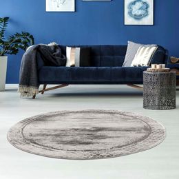 Teppich Carpet City "Noa 9332" Gr. 10, grau, H:11mm Ø:160cm, Kunstfaser, Teppiche, Kurzflor, Modern, Weicher For, Pflegeleicht