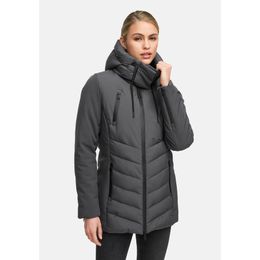 Winterjacke Marikoo "Tivaa", Damen, Gr. L, anthrazit, Obermaterial: 98% Polyester, 2% Elastan; Futter: 100% Polyester; Wattierung: 100% Polyester; Ärmelfutter: 100% Polyester, Jacken, mit abnehmbarer Kapuze und figurbetonter Passform