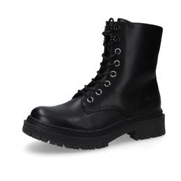 Schnürboots Dockers by Gerli, Damen, Gr. 37, schwarz, Nubuklederimitat, Schuhe Schnürboots, Biker Boots mit Reißverschluss