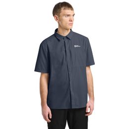 Funktionshemd Jack Wolfskin "VANDRA S/S SHIRT M", Herren, Gr. L (52), Normalgr&ouml;&szlig;en, blau (midnight, sky), Oberstoff: 85% POLYAMID, 15% ELASTHAN; Futter 1:00% POLYESTER, Hemden