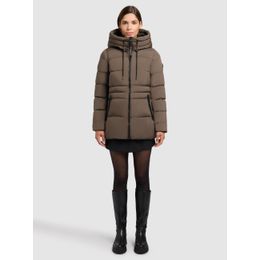 Steppjacke Khujo "MATLA", Damen, Gr. L, dull grün, 100% Polyester, unifarben, eingesetzt elastischer Bund mit Windstopper, Jacken