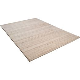Wollteppich Theko "Royal Berber Uni" Gr. 1, beige (natur grau), B:60cm H:18mm L:90cm, Schurwolle, Teppiche, Berber Optik, reine Wolle, ideal im Wohnzimmer & Schlafzimmer