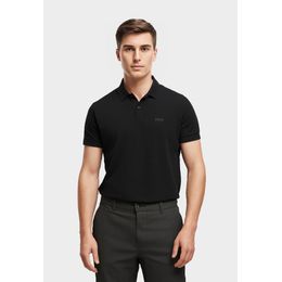 Poloshirt BOSS Green "Pio", Herren, Gr. L, schwarz001, Jersey, Obermaterial: 100% Baumwolle, unifarben, regular fit normal, Rundhals, abgestepptes Bündchen, Shirts, mit Knöpfen, regular fit, toniges Logo